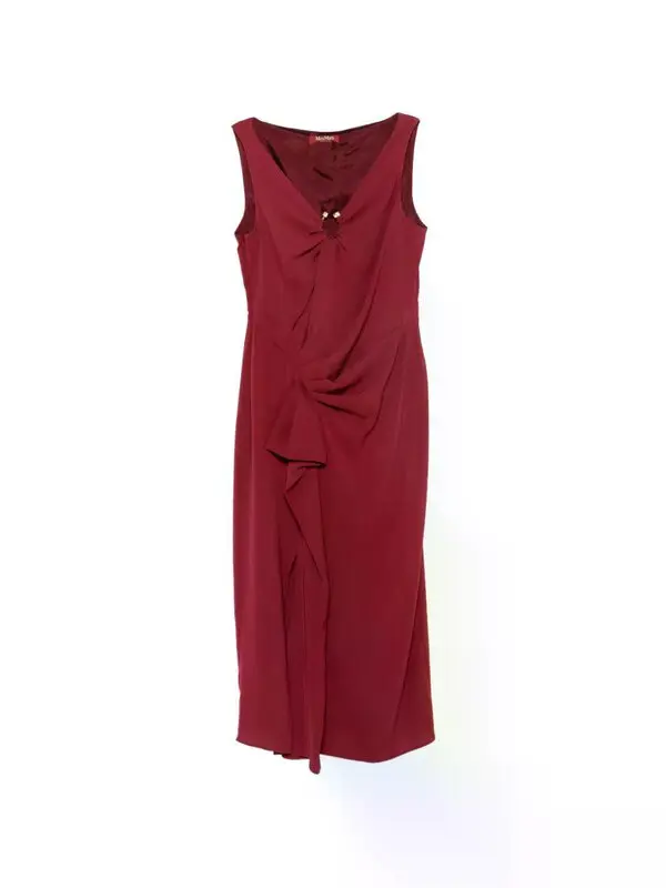 Max Mara Draped V-neck Midi Dress - Red