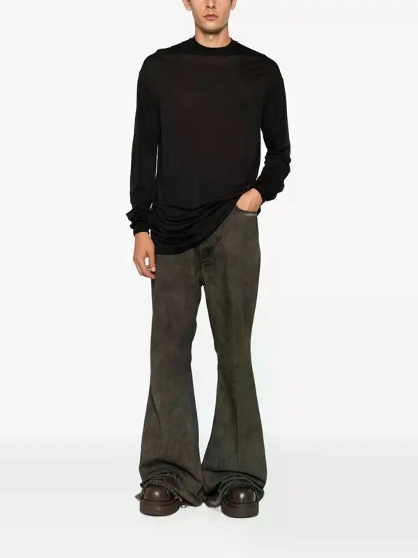 Rick Owens Long Sleeve Knit Crew Neck Sweater - Grey