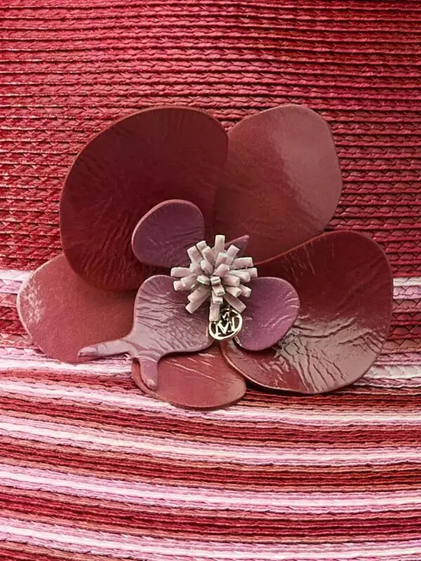 MAISON MICHEL Blanche Sun Hat With Floral Appliqu - Red