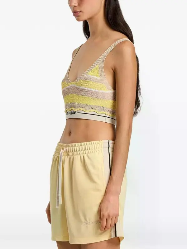 Palm Angels Logo Beach Striped Knit Top