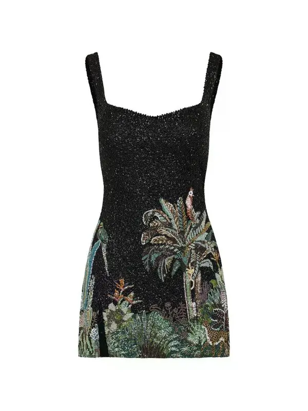 CLIO PEPPIATT Embellished Tropical Mini Dress