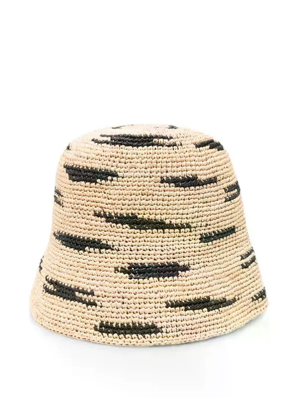 IBELIV Zebra-pattern Raffia Bucket Hat
