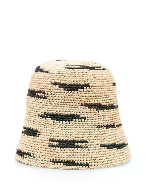 IBELIV Zebra-pattern Raffia Bucket Hat