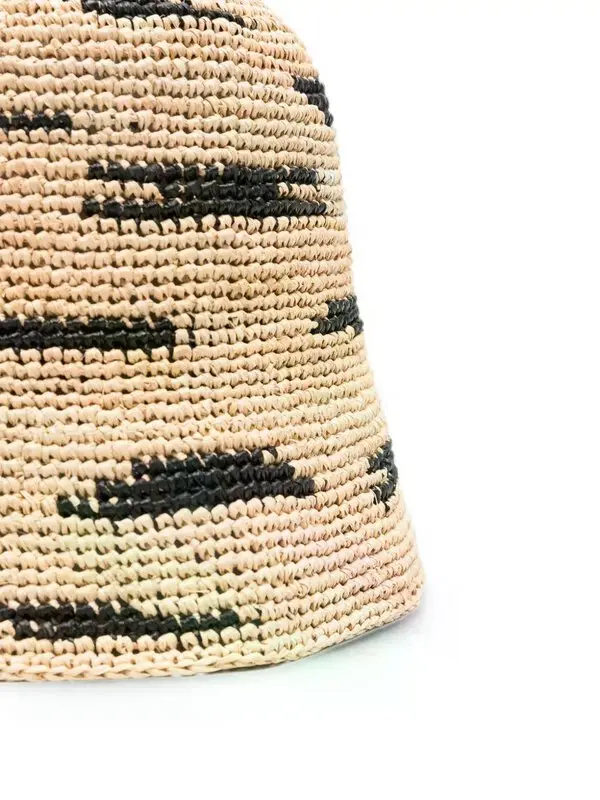 IBELIV Zebra-pattern Raffia Bucket Hat