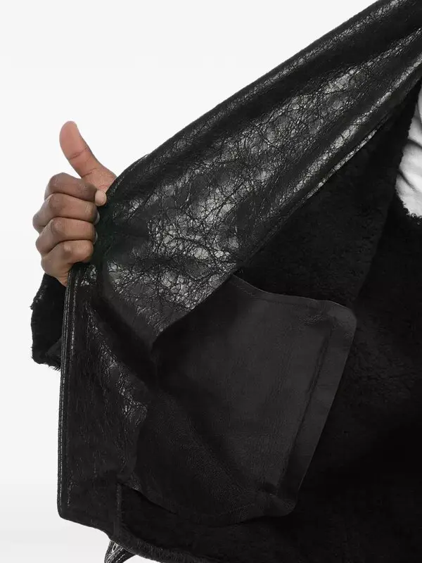 Off-White Shearling Biker Jacket Craq With Vintage Effect