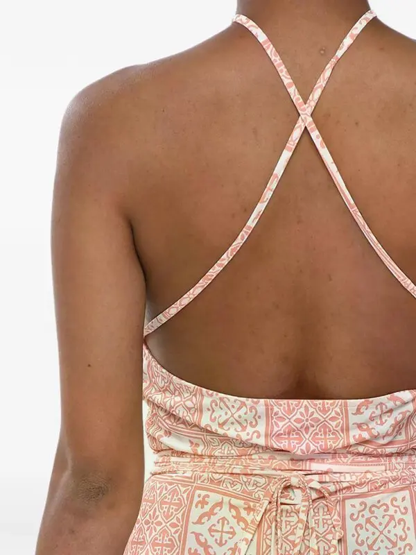 Off-White Maiolica Print Halterneck Mini Dress - Pink