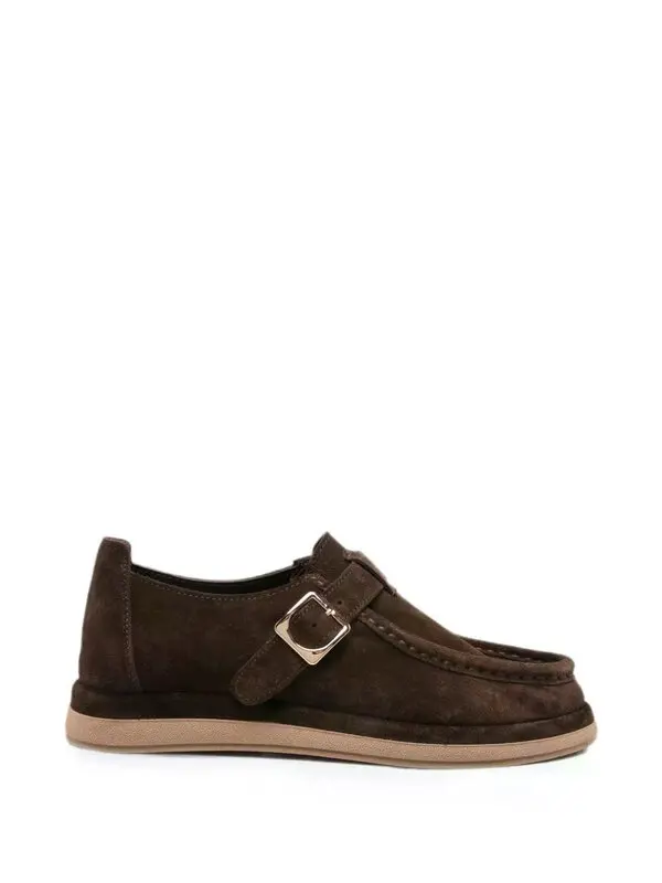SERGIO MORETTI FIRENZE Suede Loafers With Buckle Fastening - Brown