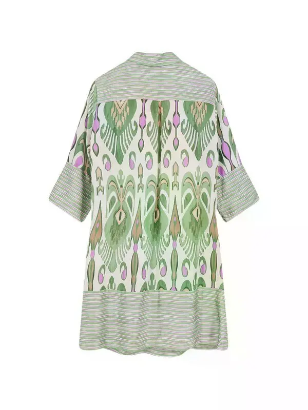 BYE FIRENZE Ikat-print Button-down Mini Dress
