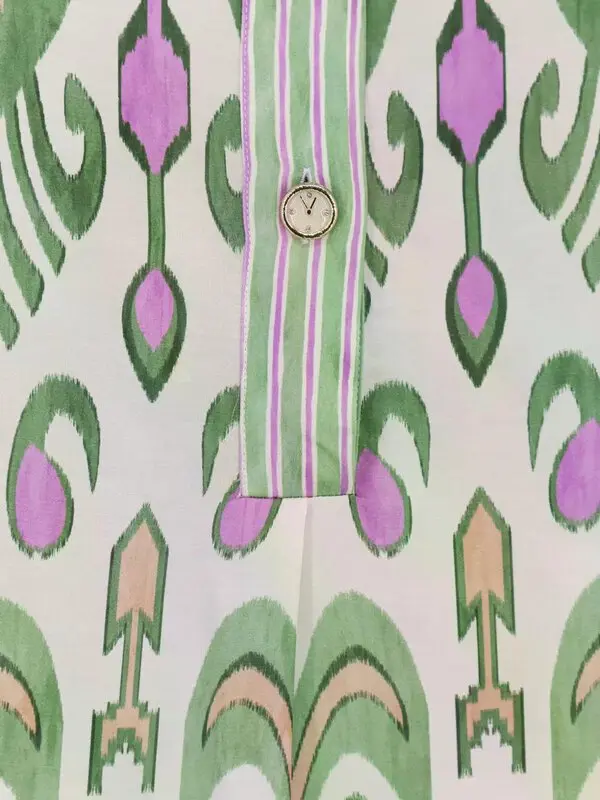 BYE FIRENZE Ikat-print Button-down Mini Dress