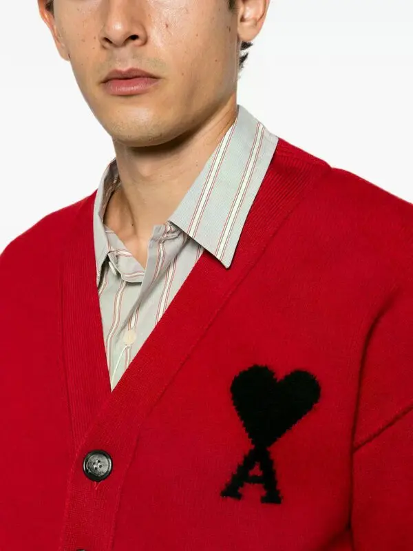 AMI Paris De Coeur Wool Cardigan