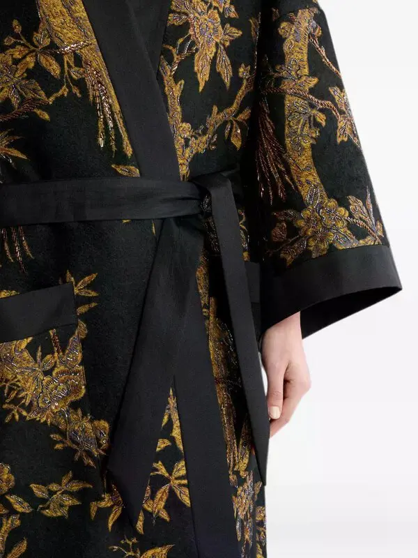 Etro Kimono Coat With Beaded Nature Embroidery
