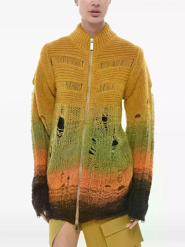Off-White Degradé Distressed Cardigan - Yellow