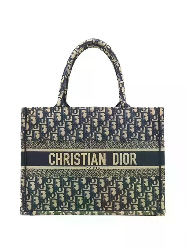 Dior 20th Century Oblique Embroidered Canvas Book Tote Bag