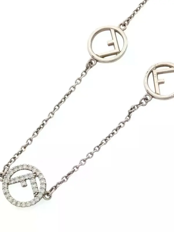 Fendi 2010s F Is Rhinestone Necklace - Silver