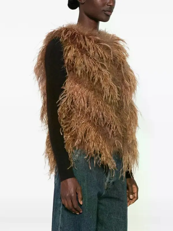 YVES SALOMON Feather-trim Gilet