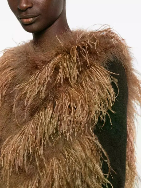 YVES SALOMON Feather-trim Gilet