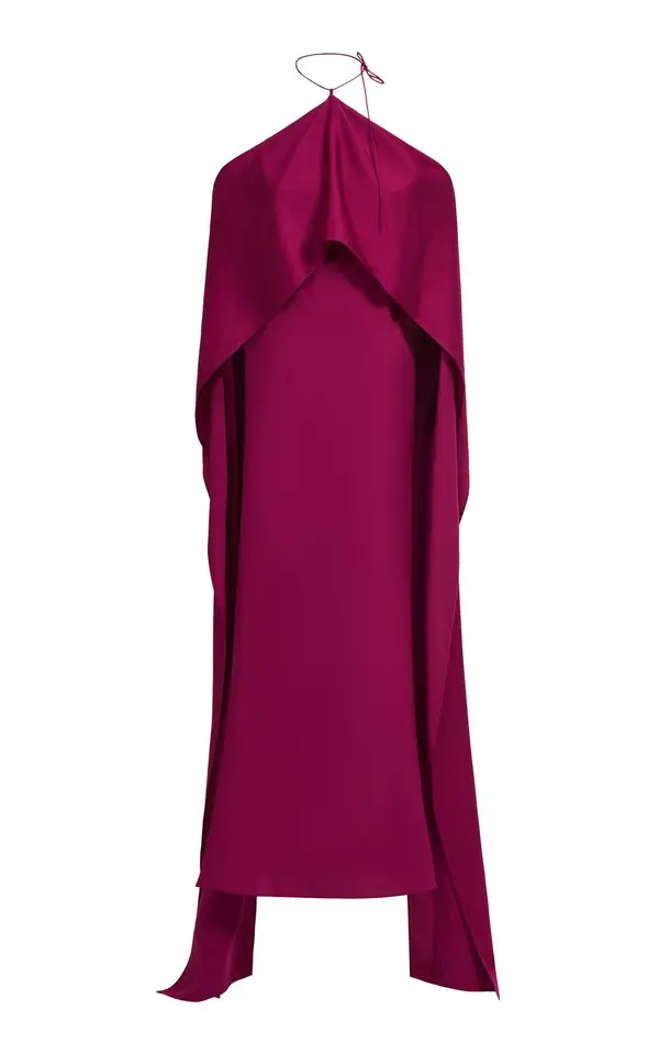 TALLER MARMO Dramatic Sleeve Satin Maxi Dress