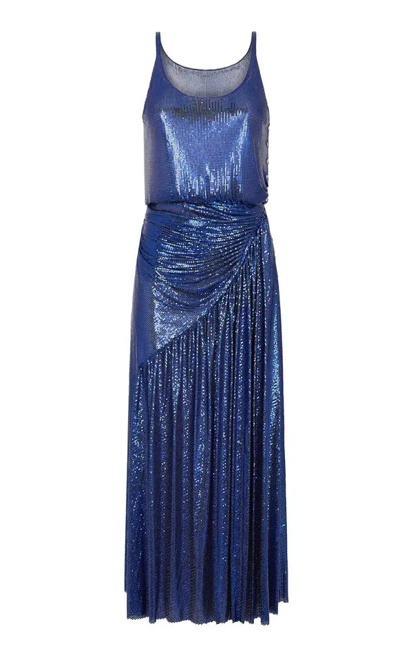 Rabanne Metallic Mesh Midi Dress - Blue
