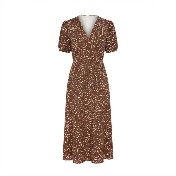 YUMI Spot Midi Dress With Split Hemline