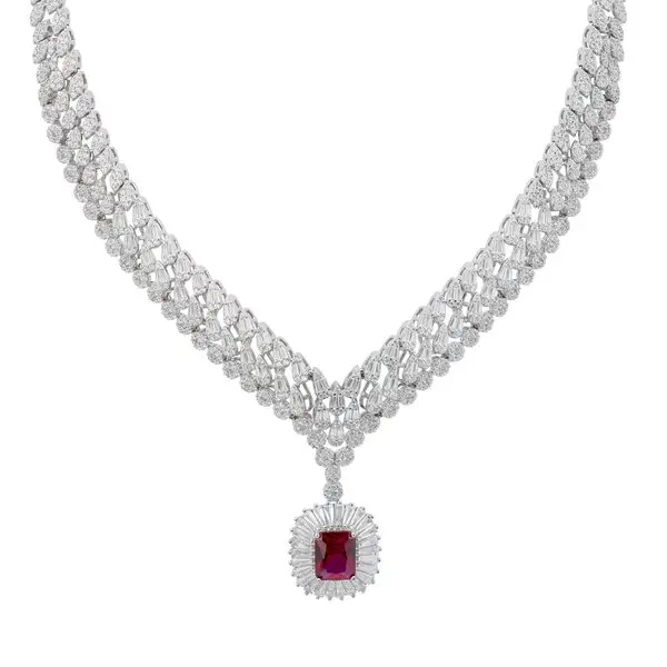 LATELITA Countless Stars Statement Necklace With Lab-grown Ruby And Simulated Diamonds