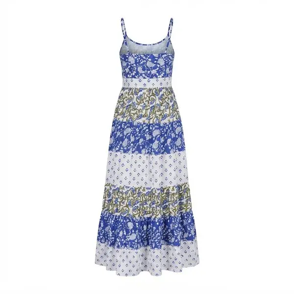 YUMI Patchwork Print Tiered Maxi Dress