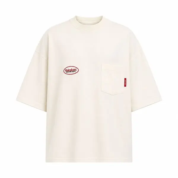 MYSIMPLICATED Neutrals Workwear Ecru Oversized Pocket T-shirt