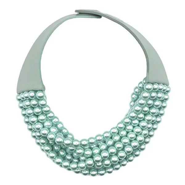 Fairchild Baldwin Bella Glass Pearl Steel Aqua Necklace - Blue
