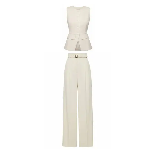 ALINA CERNATESCU Ivory Vest And Trousers Matching Set