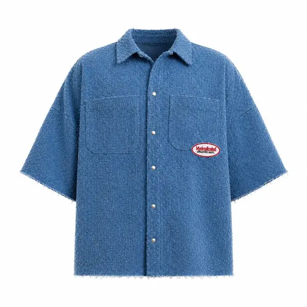 MYSIMPLICATED Textured Cotton Oversized Shirt With Dual Chest Pockets