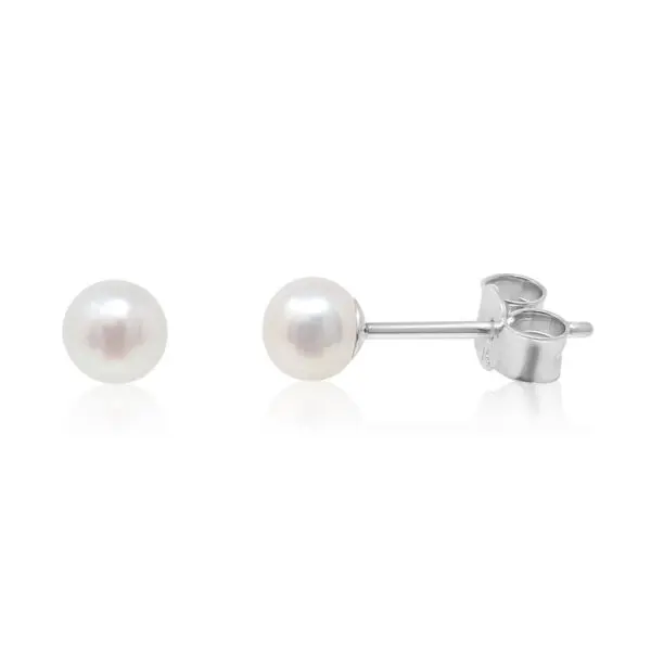 KIRI & BELLE Mini Mae Sterling Button Pearl Earrings - Silver