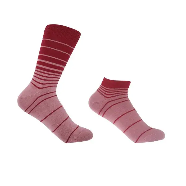 PEPER HAROW - MADE IN ENGLAND Peper Harow Retro Stripe Luxury Crew & Trainer Socks Bundle - Red
