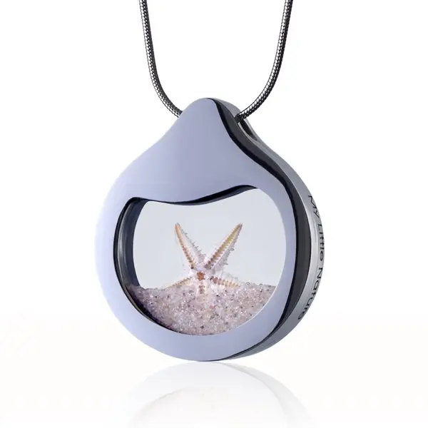 MY LITTLE NATURE The Drop" Pendant Necklace With Starfish And Sand - Brown/silver