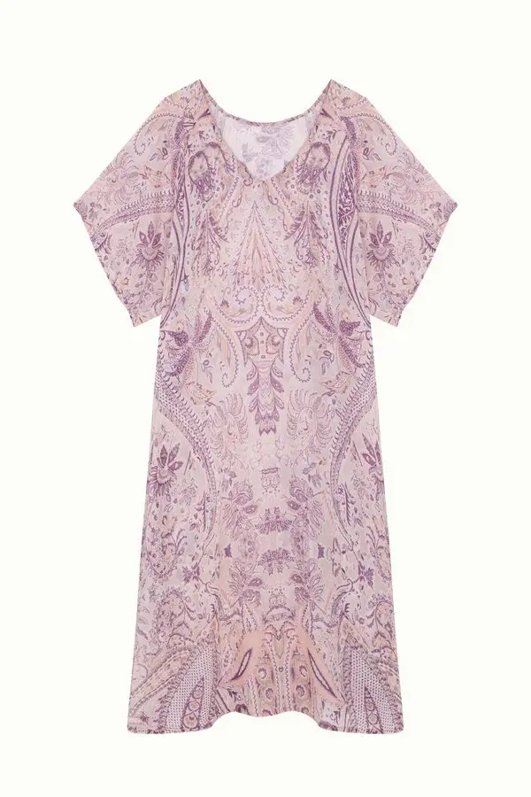 CAMILA CTG Provenza Kaftan Dress Paisley Print - Beige/purple