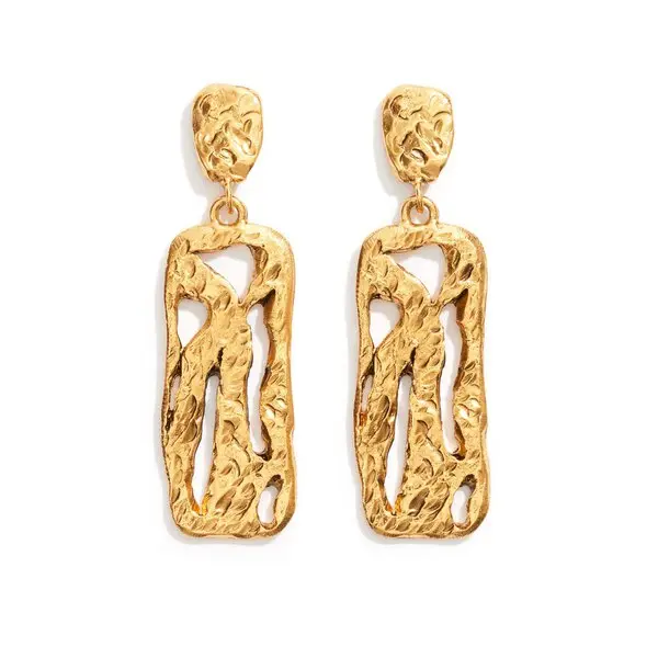 Lovard Gold-plated Brass Drop Earrings - Yellow