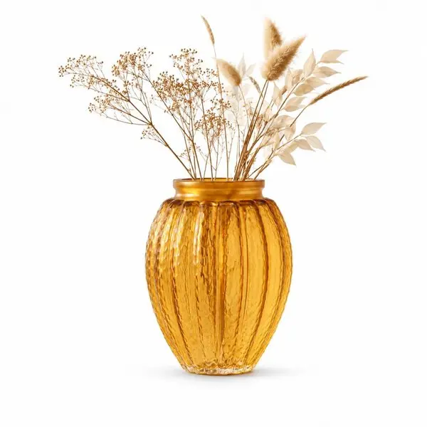 MARLETH Amber Gold-rim Pumpkin Vase