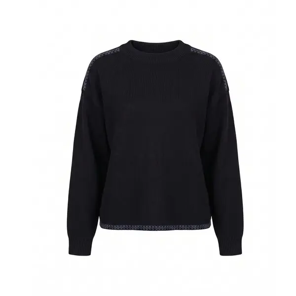 TANTRA SPAIN SL Oversized Knit Sweater With Topstitching Detail On Hem And Shoulders - Black