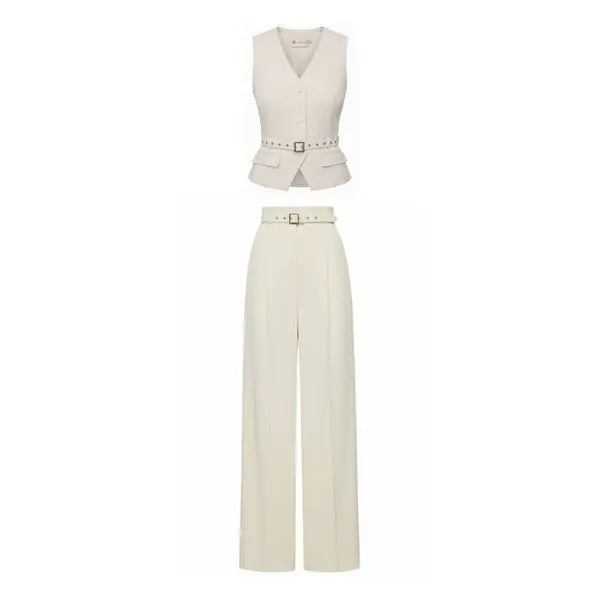 ALINA CERNATESCU Ivory Waistcoat And Trousers Set