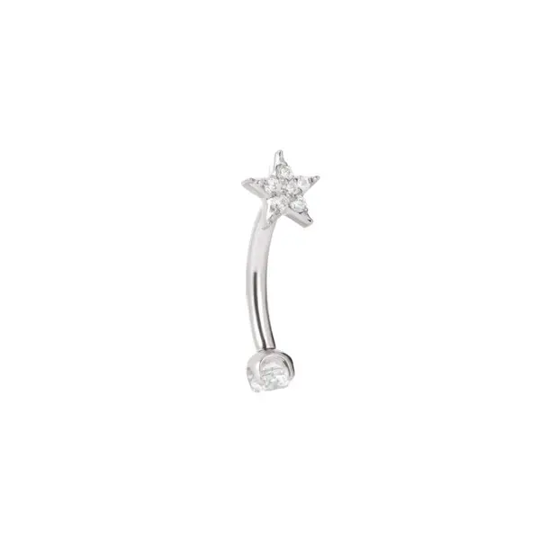 VANCHI Crystal Star Titanium Rook Barbell In Platinum