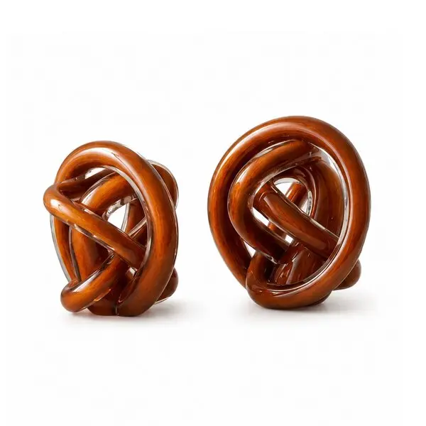 MARLETH Cinnamon Glass Knot Sculpture, Set Two