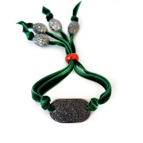 Persia Donà Jewelry Velvet Luxe Tab Bracelet - Green
