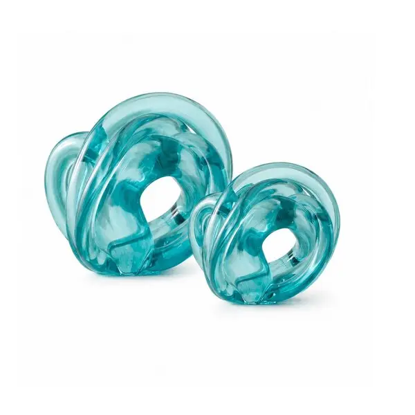 MARLETH Turquoise Glass Knot Sculpture, Set Two