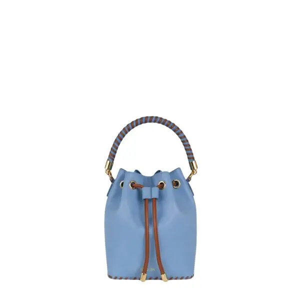 SAONARA BRAND Saonara Mini Bucket Bag In Calf Leather - Blue