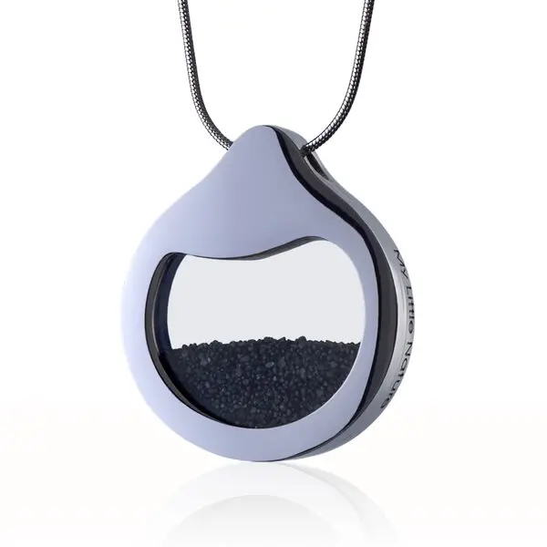 MY LITTLE NATURE The Drop' Pendant Necklace With Volcanic Sand - Black/silver
