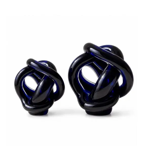 MARLETH Cobalt Glass Knot Sculpture, Set Two