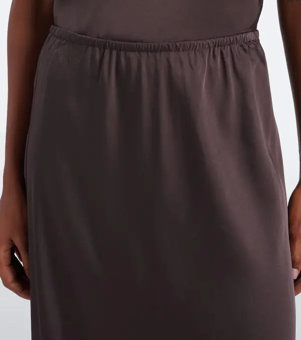 Vince Lace-trimmed Satin Midi Skirt