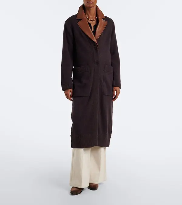 Dorothee Schumacher Wool And Cashmere Coat With Leather Trim