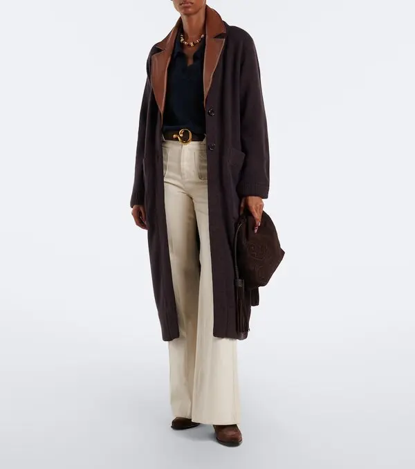 Dorothee Schumacher Wool And Cashmere Coat With Leather Trim