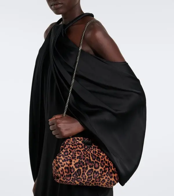 Stella McCartney Falabella Small Leopard-print Velvet Clutch