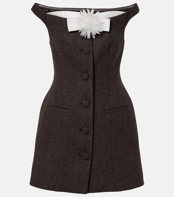 SELF-PORTRAIT Off-shoulder Appliqué Mini Dress
