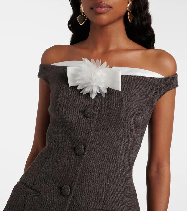 SELF-PORTRAIT Off-shoulder Appliqué Mini Dress